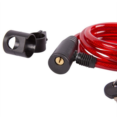 Blackspur Heavy-Duty Cable Lock & Bracket - 1.8m - Red