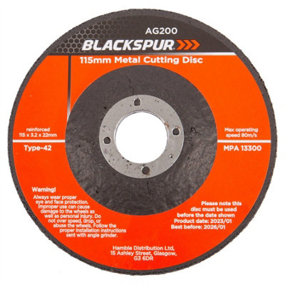 Blackspur Metal Cutting Disc - 115mm x 3.2mm (4.5")