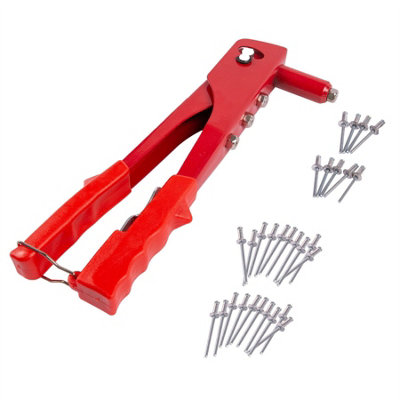 Blackspur - Rivet Gun with Rivets - 4 Sizes - Red | DIY at B&Q