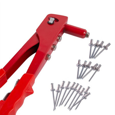 Blackspur Rivet Gun with Rivets - 4 Sizes - Red