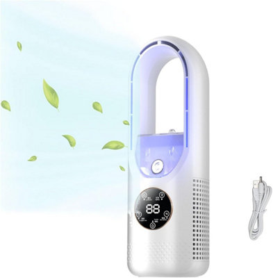 Bladeless Table Fan with Humidifier, Small Personal Mist Fan, 6 Speeds ...