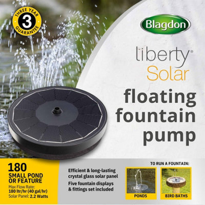 BLAGDON LIBERTY SOLAR POWER 180 FLOATING FOUNTAIN PUMP FOR SMALL PONDS ...