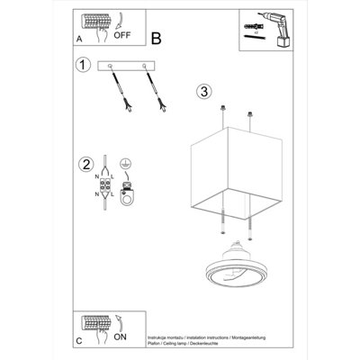 Blake Aluminium Black 1 Light Classic Ceiling Light