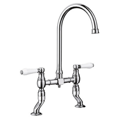 Blanco Vicus Bridge Twin Lever Swivel Spout Traditional Kitchen Mixer ...