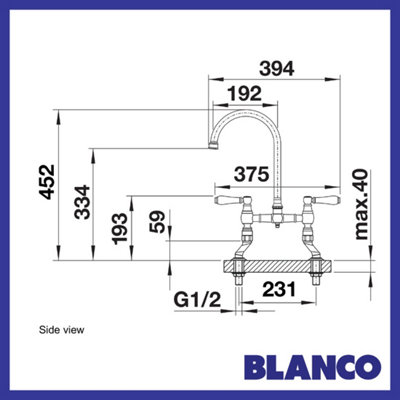 Blanco Vicus Bridge Twin Lever Swivel Spout Traditional Kitchen Mixer ...