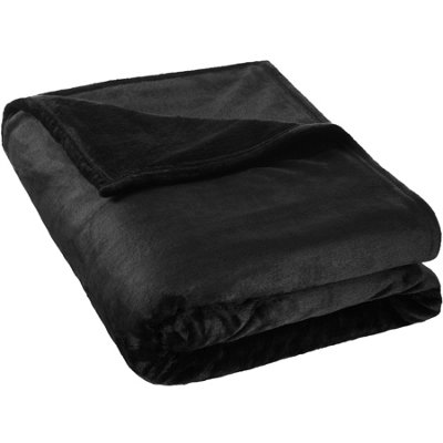 Blanket - polyester throw, washable, including carrying bag - black