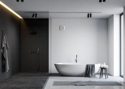 BLAUBERG CALM White Bathroom Extractor Fan. Humidity Sensor and Run on ...