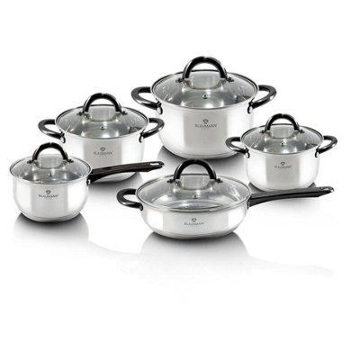 BLAUMANN 10Pcs Cookware Set Stainless Steel Pots Pans Induction Set ...