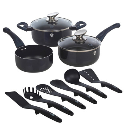 BLAUMANN 11 Pcs Aquamarine Colour Induction Soft Touch Cookware Pots ...