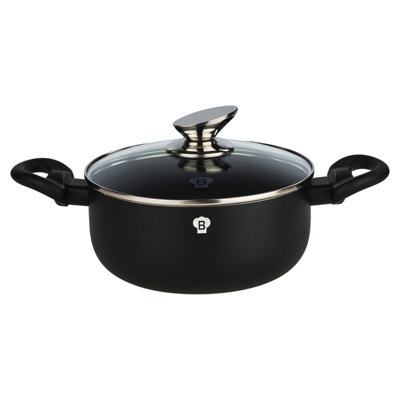 BLAUMANN 5Pc Set Matt Black Colour Cookware Induction Pot Pan Saucepan ...