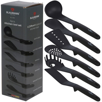 BLAUMANN 6Pc Black Colour Kitchen Tool Set Soup Spaghetti Ladle Spatula ...