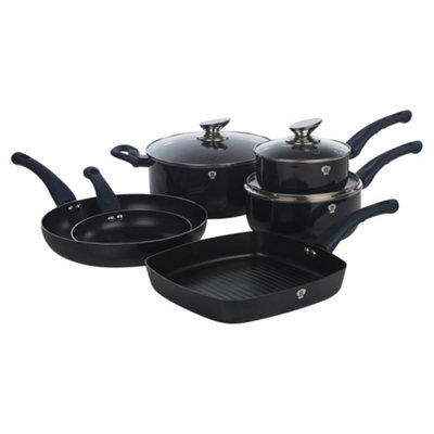 BLAUMANN 9Pc Set Aquamarine Colour Cookware Frying Grill Pots Saucepan ...