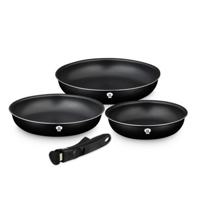 BLAUMANN Matt Black Aluminium 7 Pcs Saucepan & Frying Pan Set - Space ...