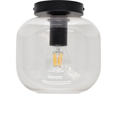 Bletch - Clear Glass Black Ceiling Light Fitting