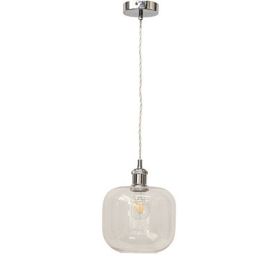 Bletch - Clear Glass Chrome Retro Pendant Fitting