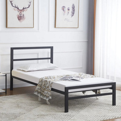 BLOCK BED - 3FT Single 90x190cm - Black - Reinforced Mesh Base - Robust ...