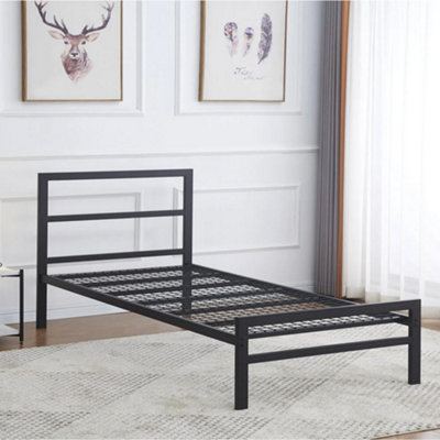 BLOCK BED - 3FT Single 90x190cm - Black - Reinforced Mesh Base - Robust ...