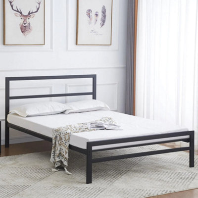 BLOCK BED - 5FT King 150x200cm - Black - Strong Metal Bed - Reinforced ...