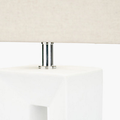Block White Ceramic Tall Table Lamp