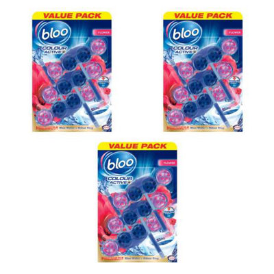 Bloo Colour Active Flower Rim Block Flowers Triple 150 g - Pack of 3 ...