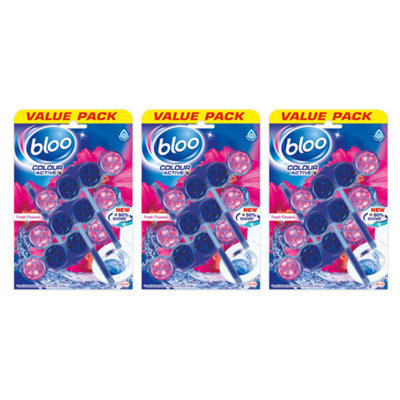 Bloo Colour Active Fresh Flowers Toilet Rim Blocks Pack of 3 - Pack Of 3