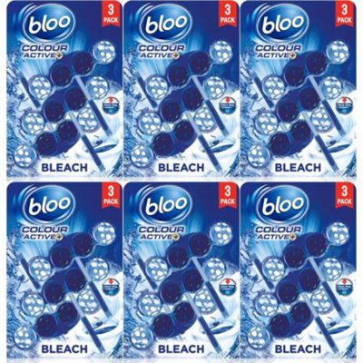 Bloo Colour Active Toilet Rim Block Blue Bleach Anti-Limescale 150gm x 6