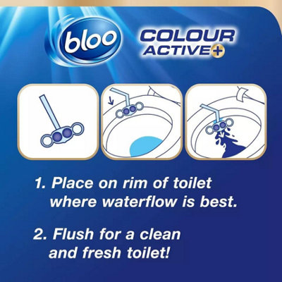 Bloo Colour Active Toilet Rim Block Blue Bleach Anti-Limescale 150gm x 6