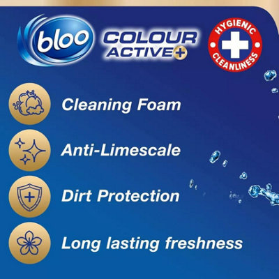Bloo Colour Active Toilet Rim Block Blue Bleach Anti-Limescale 150gm