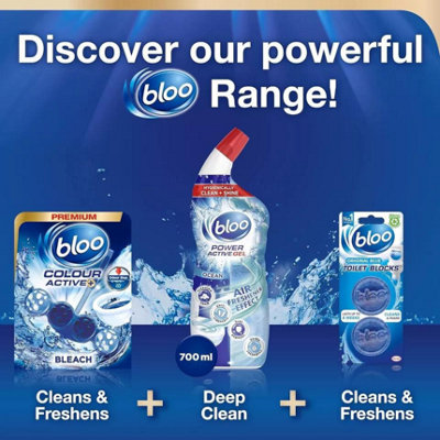 Bloo Colour Active Toilet Rim Block Blue Bleach Anti-Limescale 150gm