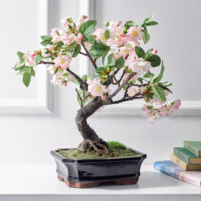 Bloom Artificial Cherry Blossom Bonsai Tree in Planter - Faux Fake Flower Houseplant, Indoor ...