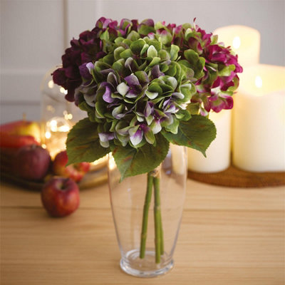 Bloom Artificial Hydrangea Trio Bundle - Faux Fake Realistic Floral ...