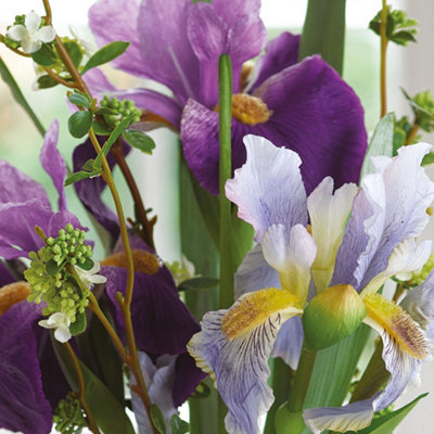 Bloom Artificial Purple Lilac Iris Flower Arrangement in Vase - Faux ...