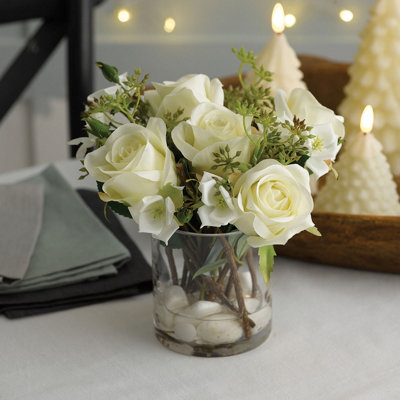 white rose centrepiece