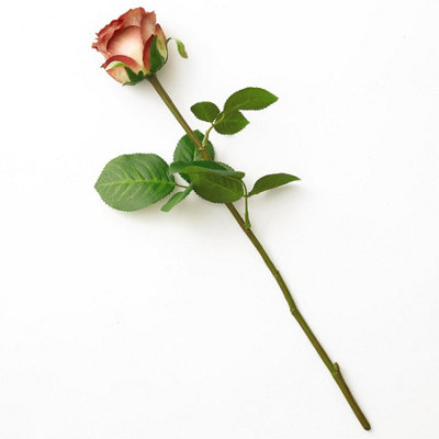 Bloom Artificial Single Russet Rose Stem - Faux Fake Silk Flower Indoor ...