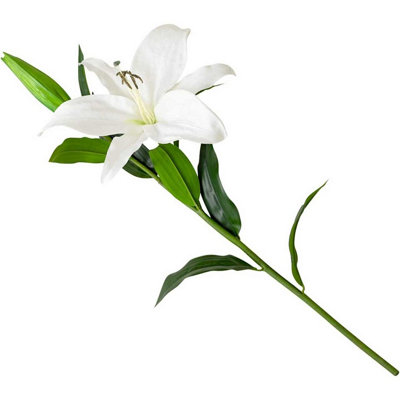 Buy Bloom Artificial White Casablanca Lily Flower Stem - Faux Fake Silk Flower Indoor Home ...