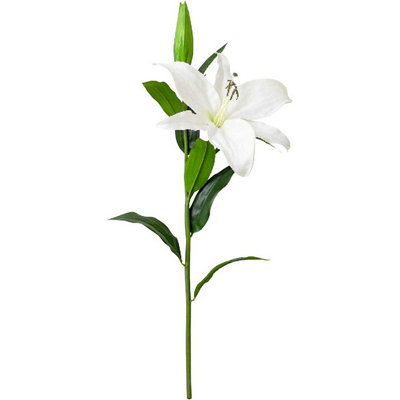 Buy Bloom Artificial White Casablanca Lily Flower Stem - Faux Fake Silk Flower Indoor Home ...
