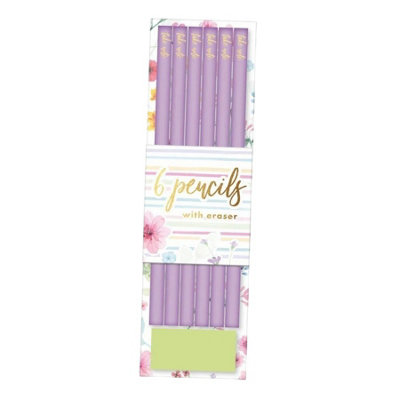 Bloom Pencil With Eraser (Pack of 6) Pastel Lilac (One Size) | DIY at B&Q