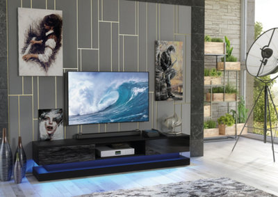 Black high gloss wall unit store