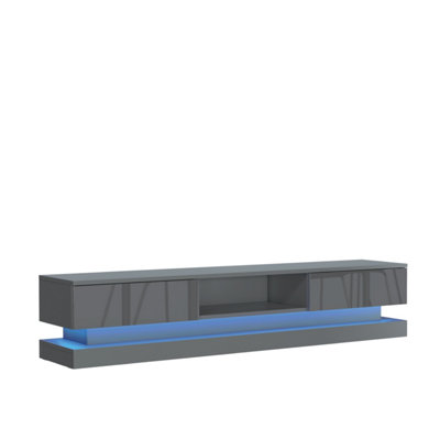 Bloom TV Unit 180cm Dark Grey with High Gloss Doors and LED Lighting ...