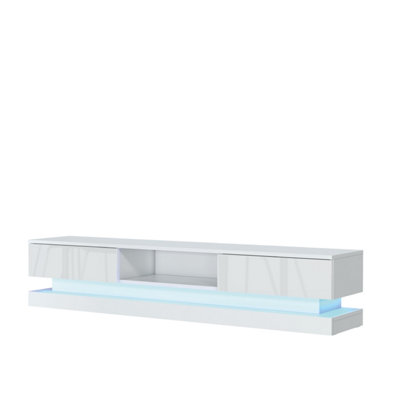 Bloom TV Unit 180cm White with High Gloss Doors and LED Lighting ...