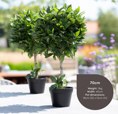 Blooming Artificial - 70cm Faux Bay Laurel Bush Ball Plant Outdoor ...