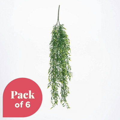 Blooming Artificial - 80cm / 2.5ft Green Fake Bamboo Hanging Bush Multi ...