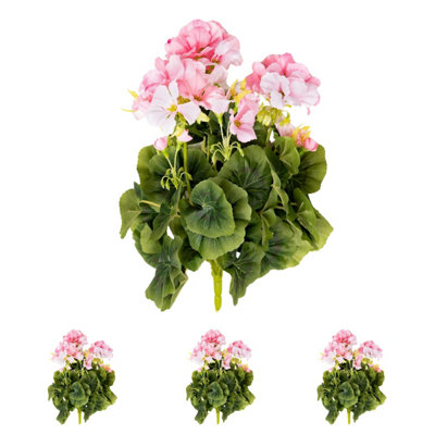 Blooming Artificial - Multi Pack Faux Geranium Bush Bundle - Outdoor ...