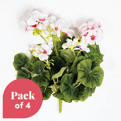 Blooming Artificial - Multi Pack Faux Geranium Bush Bundle - Outdoor ...