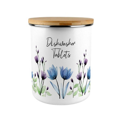 Blooming Lovely Flowers Dishwasher Tablets Canister - Blue & Purple ...