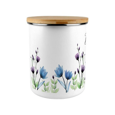 Blooming Lovely Flowers Plain Flour Canister - Blue & Purple Floral ...