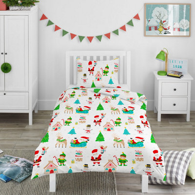 Bloomsbury Mill Winter Wonderland Christmas Kids Toddler Cot Bed Duvet Cover and Pillowcase Set Cot Bed 150 x 120cm