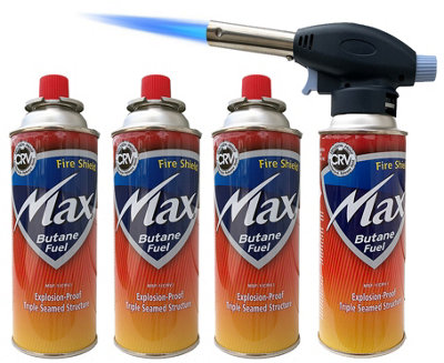 Blow Torch with 4 gas canisters Flame Thrower Burner Welding Auto Ignition