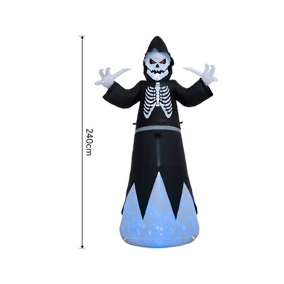 Blow Up Outdoor Halloween Grim Reaper Inflatable with Blue LED Lights 240cm