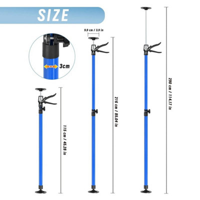 Blue 115-290cm 2X ADJUSTABLE DRYWALL PLASTERBOARD BUILDER CEILING EASY ...
